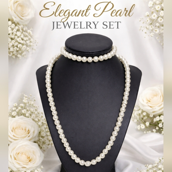 Jewelry | Beautiful White Pearl Necklace And Bracelet Set | Poshmark